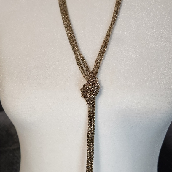 Vintage | Jewelry | Vintage Goldtone Knotted Lariat Necklace | Poshmark